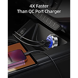 USB C Car Charger, 65W 3-Port Super Fast Car Charger Adapter, PD & QC 3.0 Type C Cigarette Lighter USB Charger, USB C Car Phone Charger Adapter for iPhone 14 Pro Max/13, Samsung Galaxy, Google Pixel