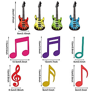 30 Pieces Music Party Decorations, Colorful Music Note Guitar Sign Foil Hanging Swirls Ceiling Streamers for Music Concert Theme Birthday Party Guitar Rock Music Birthday Wedding Party Supplies