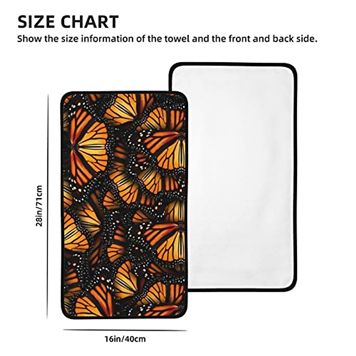 TUBIAZICOL Orange Monarch Butterflies Hand Towels Soft Face Towel Microfiber Coral Velvet Highly Absorbent Towel Washcloths for Bath Kitchen Bathroom Sports Yoga Travel 16"X28"