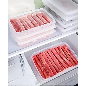 wulikanhua 2 Pack Plastic Bacon Box, Deli Meat Saver Cold Cuts Fridge Keeper, Cheese Food Storage Container with Lid for Refrigerator, Shallow Low Profile Christmas Cookie Holder