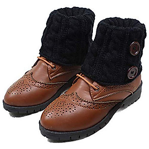 Winter Cable Knit Leg Warmers, Short Women Crochet Boot, Black, Size Normal