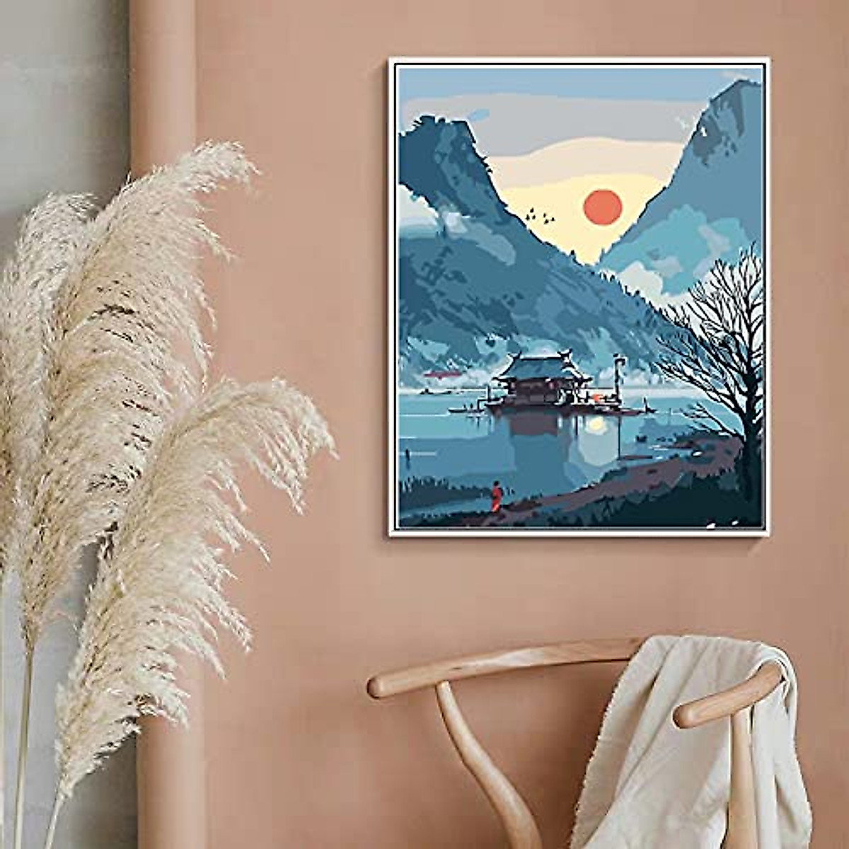 FILASLFT Landscape, Japanese Paint by Numbers for Adults Beginner, Lake, Home Wall Decor16x20 Inch