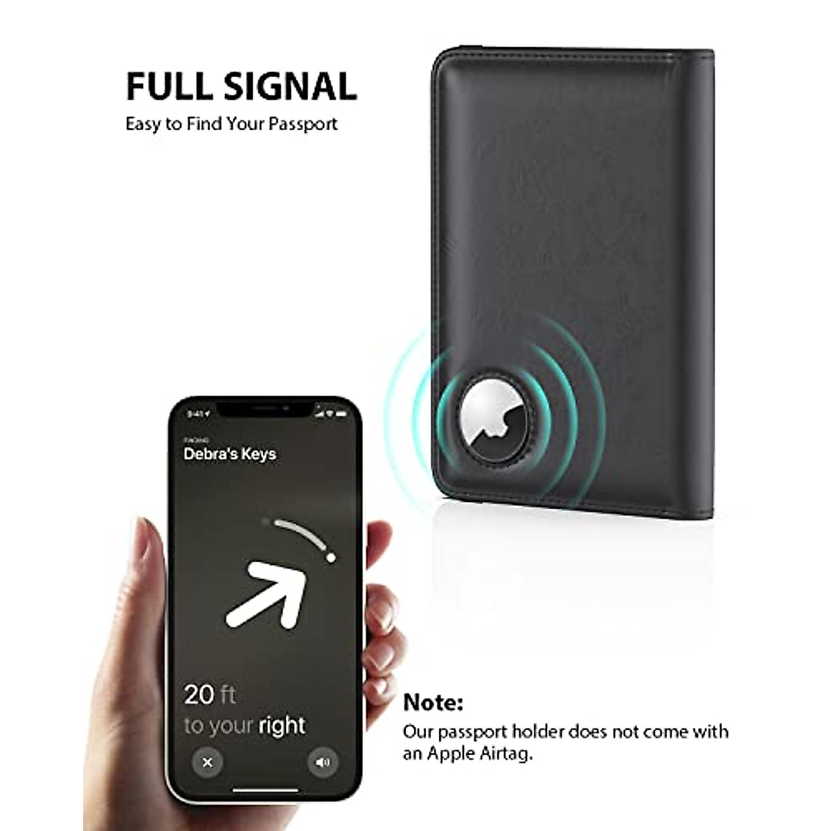 Stouchi AirTag Passport Holder, Passport Holder with Airtag Slot, Passport Wallet Cover for Men, Family Leather Passport Protector Case, Anti-Lost Travel Essentials, Grey