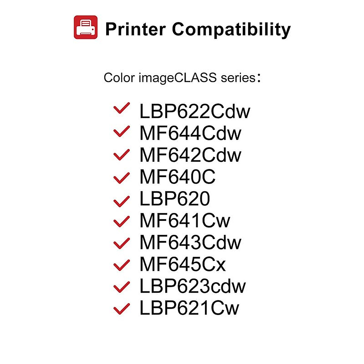 054 Toner Cartridge Set, Compatible for Canon 054H Cartridge CRG 054 to use with ImageClass LBP622Cdw MF644Cdw MF642Cdw MF640C LBP620 Toner Printer, Complete 4-Color