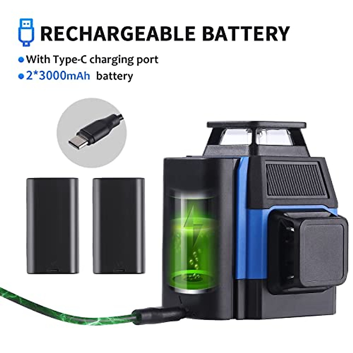 Laser Level Self Leveling - Jkaoclever 12 Lines 3x360° Laser Tool, 150FT Green Cross Line Lazer Level for Construction/Picture Hanging -Vertical/Horizontal Line, 2 Rechargeable Batteries, Wall Bracket