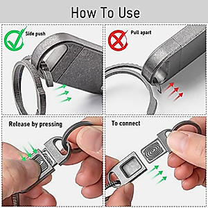 TISUR Quick Release Keychain,Titanium EDC Pull Apart Key Chain,Detachable Carabiner Keychain with 2pcs Titanium Key Rings