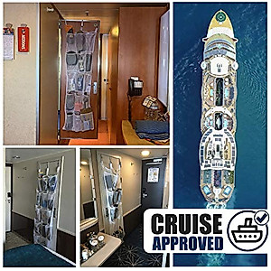 Cruise On Large Mesh Over Door Hanging Organizer 15 Pocket White Cabin Organization Shoe Holder & Cruise Essentials Storage