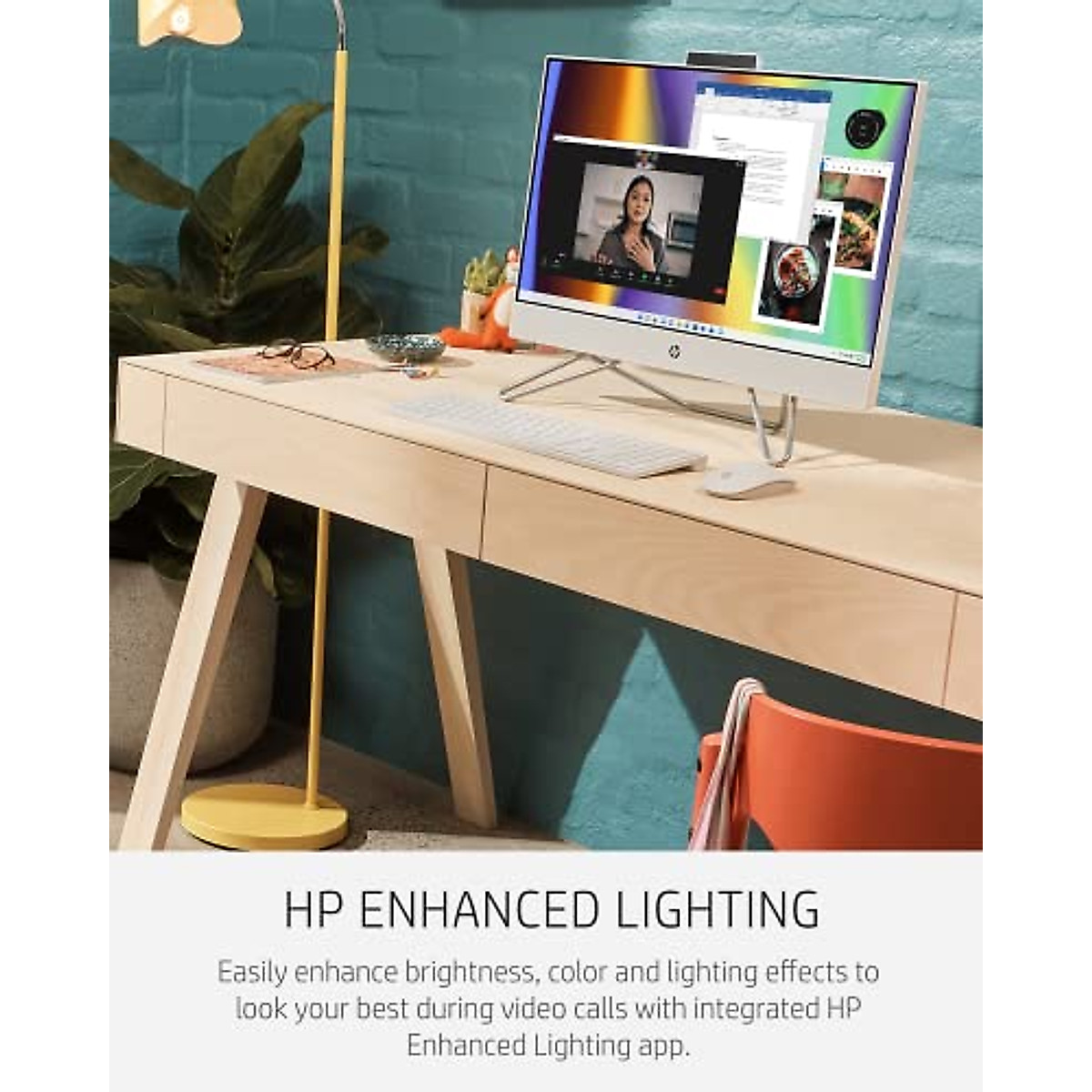 HP 27” All-in-One Desktop PC, AMD Ryzen 7 5700U, 12 GB RAM, 256 GB SSD & 1 TB Hard Drive, Full HD IPS Display, Windows 11 Pro, 720p Privacy Webcam, Dual Mics, Keyboard and Mouse (27-CB0052, 2022)