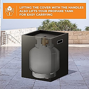 Outdoor Living Perfected Dunbar Water-Resistant Propane Tank Cover Table – Hide and Protect Standard 20 lb Propane Tank – Powder-Coated Steel, Black
