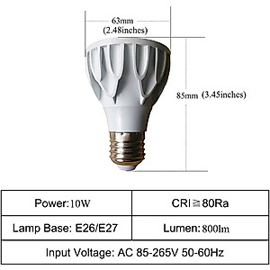PAR20 LED Light Bulbs COB Spotlight(4 Pack) 10W AC85-265V 3000K Warm White E26 Medium Screw Base 80 Watt Equivalent Flood Light for Home or Office Space