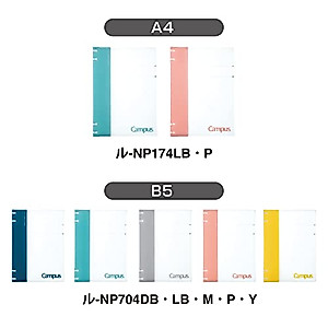 Kokuyo Campus Refillable Notebook, B5 2x2 Slim Ring Binder Notebook with Customizable Title Page, 40 Sheets Capacity. Suitable for 26 Holes Loose Leaf Paper, Pink (RU-NP704P)