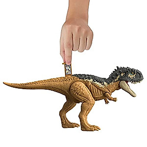 Mattel Jurassic World Dominion Roar Strikers Dinosaur Action Figure with Roaring Sound & Attack Action, Skorpiovenator Dino Toy Includes Digital Play