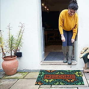 CHICHIC Door Mat Welcome Mat 18x 30 Inch Front Door Mat Outdoors for Home Entrance Outside Entry Way Doormat, Heavy Duty Non Slip Rubber Back Low Profile, Flower Welcome