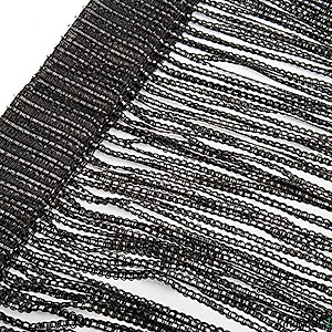 DLD String Curtains Beaded Door Curtain,Curtains Panel Divider Window Door Fly Screen for Door Wall and Window Decoration,200cm x 100 cm(200cm*100 cm,Black)