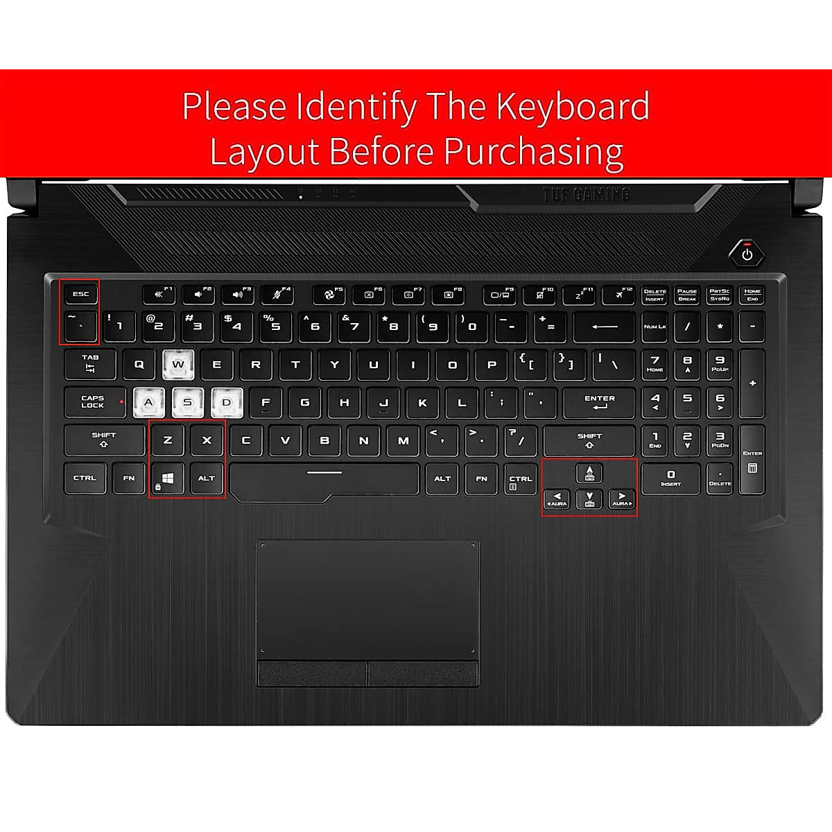 Keyboard Cover for ASUS TUF Gaming F15 FX506LH / TUF Gaming A15 TUF506IU-ES74 TUF506IV-AS76 FA506IH-AS53, ASUS TUF Gaming F17 A17 TUF706IU FX706LI-ES53 RS53 FX706HC FX706HE Laptop Keyboard Skin, Black