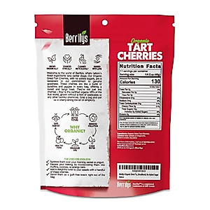 Berrilys Organic Dried Tart Cherries, 1 lb, Pitted, Non-GMO, Kosher, Unsulfured, No Added Sugar