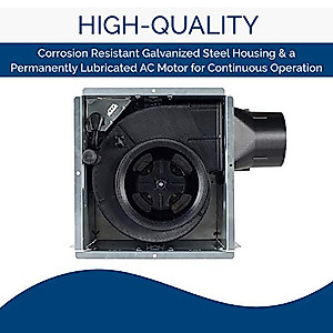 Broan-NuTone AE110L Ventilation Fan with LED Light and Roomside Installation, ENERGY STAR Certified, 110 CFM 1.0 Sones White