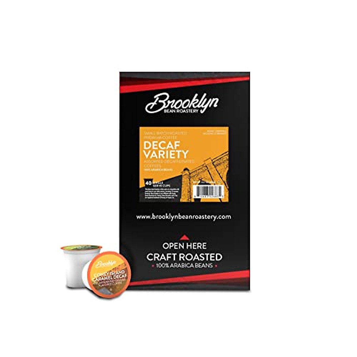 Brooklyn Beans Coffee for Keurig Coffee Pods Compatible with 2.0 K-Cup Brewers, Assorted Decaf Variety Pack, 40 Count (Pack of 1), BB DV40
