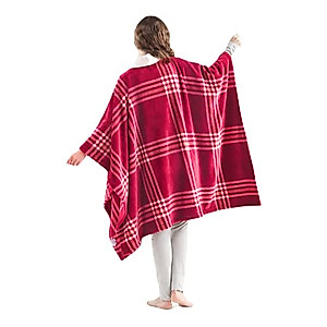 Charter Club Cozy Plush Wrap 50'' x70'' Throw, Faux Fur Collar trim, Stay Warm with Big Pockets, Wearable Blanket, One Size (MCC58-1417)