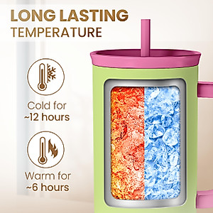 SANDJEST Stainless Steel Slider Tumbler With Handle 40oz & Jewelry Case with Initial U