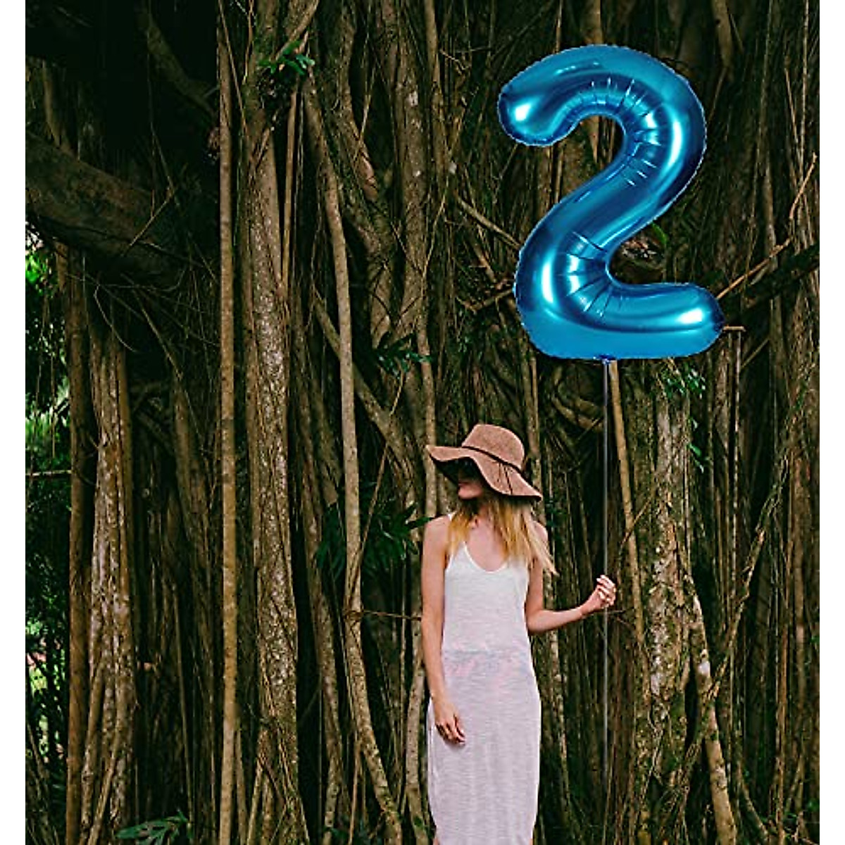 2 Number Balloon Blue Big Number Balloons 40 Inch kit for Happy Birthday Party Decorations Foil Mylar Helium Baby Shower