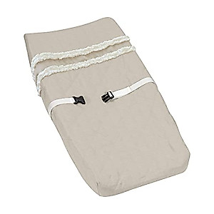 Sweet Jojo Designs Boho Bohemian Boy Girl Baby Nursery Changing Pad Cover - Solid Taupe Beige Ivory Cream Off White Linen Farmhouse Shabby Chic Designer Modern Minimalist Tufted Cotton Neutral Unisex