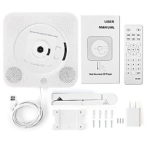 Wall Mountable CD Player with Bluetooth: Portable CD Music Player with Remote Control HiFi Sound Speaker FM Radio Support AUX/USB, Headphone Jack for Home, Kids, Kpop, Gift