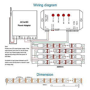 ALITOVE 16.4FT 300 Pixels WS2812B Programmable Addressable LED Strip Light Black PCB 5050 RGB Dream Color Flexible LED Rope Light DC5V Not Waterproof