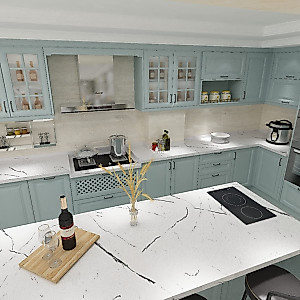 Black White Marble Paper Thick Glossy Countertop Contact Paper for Kitchen Bathroom Self Adhesive Waterproof Granite Wallpaper Stick and Peel Counter Top Laminant Marble Look Vinyl Countertop Paper