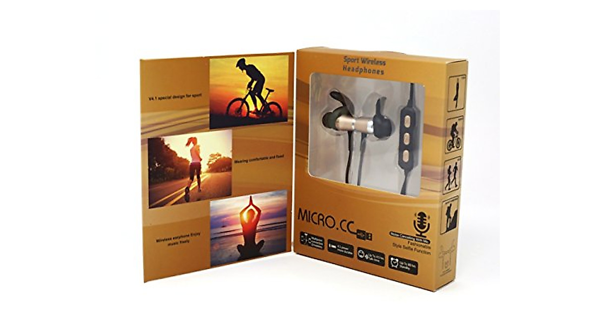 Wireless Sports Headphones with Magnetic Design - Micro.cc Gold
