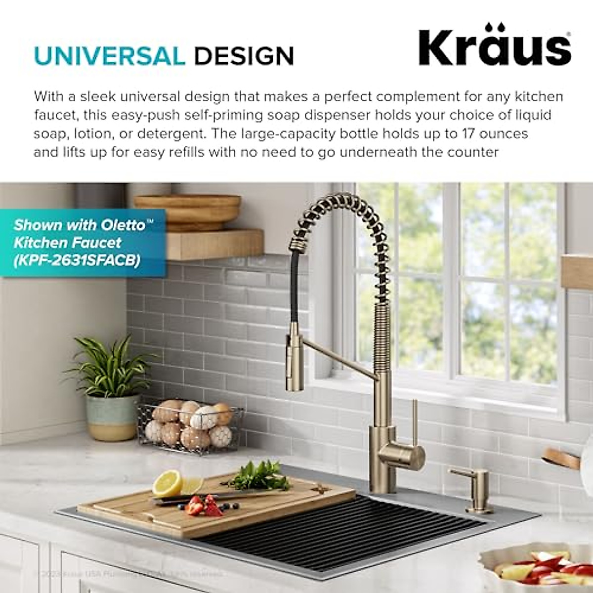 KRAUS Kitchen Soap and Lotion Dispenser in Spot-Free Antique Champagne Bronze, KSD-43SFACB