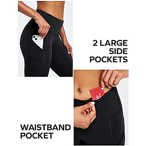 Ewedoos Leggings with Pockets for Women Yoga Pants Women High Waisted Leggings for Women Tummy Control Athletic Leggings Black