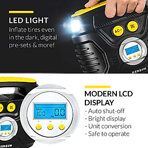 Kensun AC/DC Tire Inflator Pump for Car 12V DC and Home 110V AC Swift Performance 2.0 Portable Air Compressor Pump for Car and Home