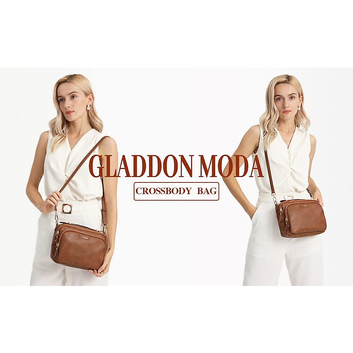 Small Crossbody Bags for Women Leather Shoulder Purses Vegan women Cross body Bag Multi Pocket Purse Brown