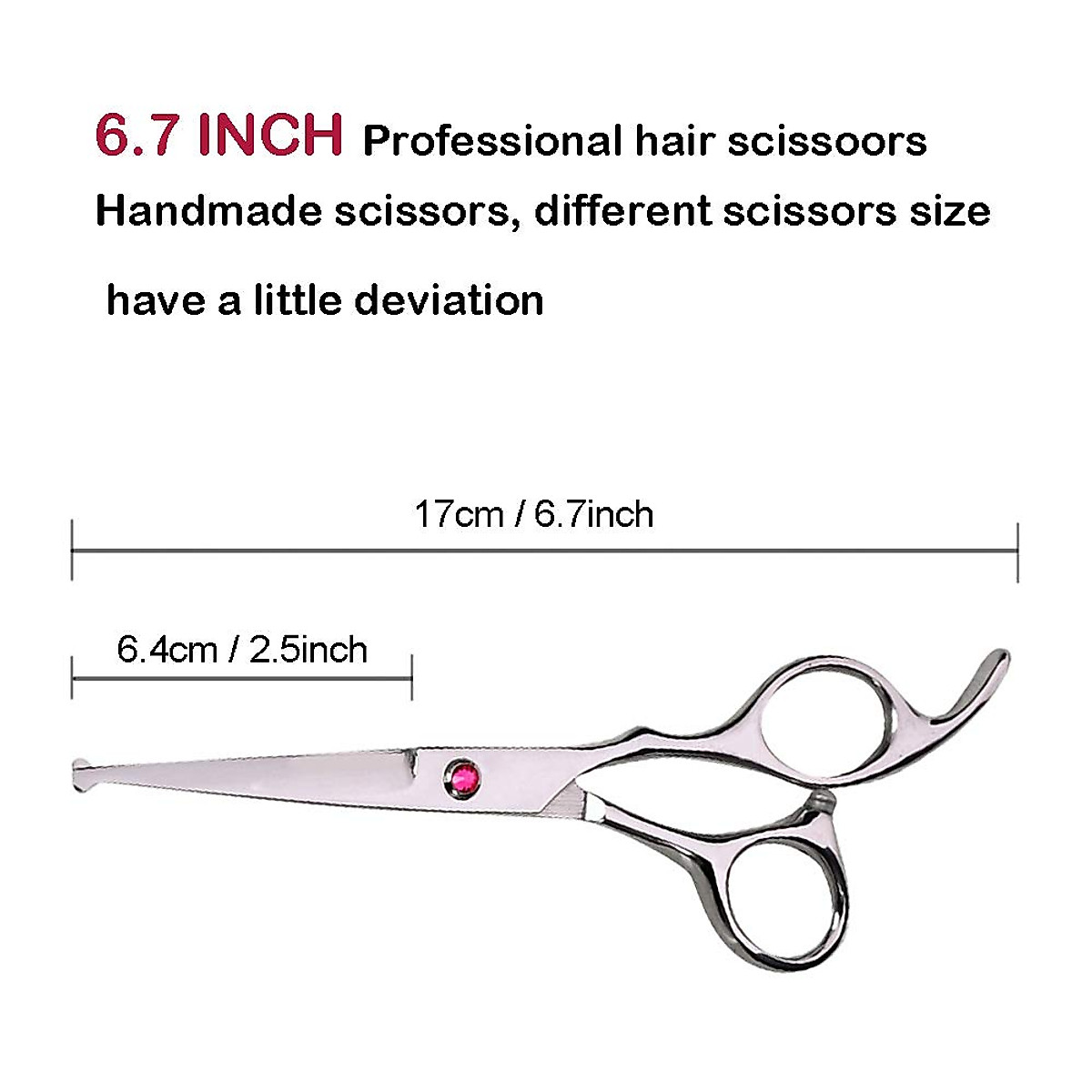 Hair Cutting Scissors Set Professional Kids/Women/Men 6.5 inch Saftey Round Head Hair cut Scissors Kit with Cutting Scissors Thinning Scissors Hairdressing Shears Set for Barber Salon （red）