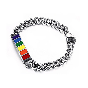 VNOX Jewelry Stainless Steel Rainbow Rubber Gay & Lesbian Pride Bracelet,Width 10mm,8"