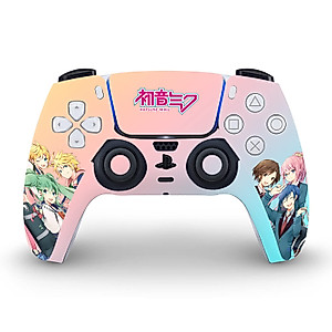 Head Case Designs Officially Licensed Hatsune Miku High School Graphics Vinyl Faceplate Sticker Gaming Skin Decal Compatible With Sony PlayStation 5 PS5 Disc Edition Console & DualSense Controller