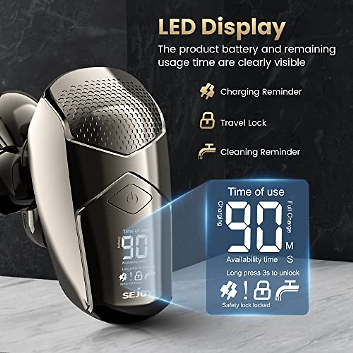 Electric Razor for Bald Men, Head Shavers for Men 5-in-1 Multifunctional 6D Electric Head Shaver Waterproof Recharageable Rotary Shaver Grooming Kit Mens Electric Shaver