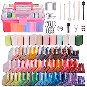 ifergoo Polymer Clay, Modeling Clay for Kids DIY Starter Kits, 62 Color Oven Baked Model Clay, Non-Toxic, Non-Sticky, with Sculpting Tools, Ideal Gift for Boys and Girls