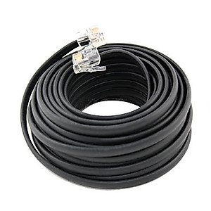 True Decor 50' Foot Black Telephone Extension Cord Cable Line Wire RJ-11