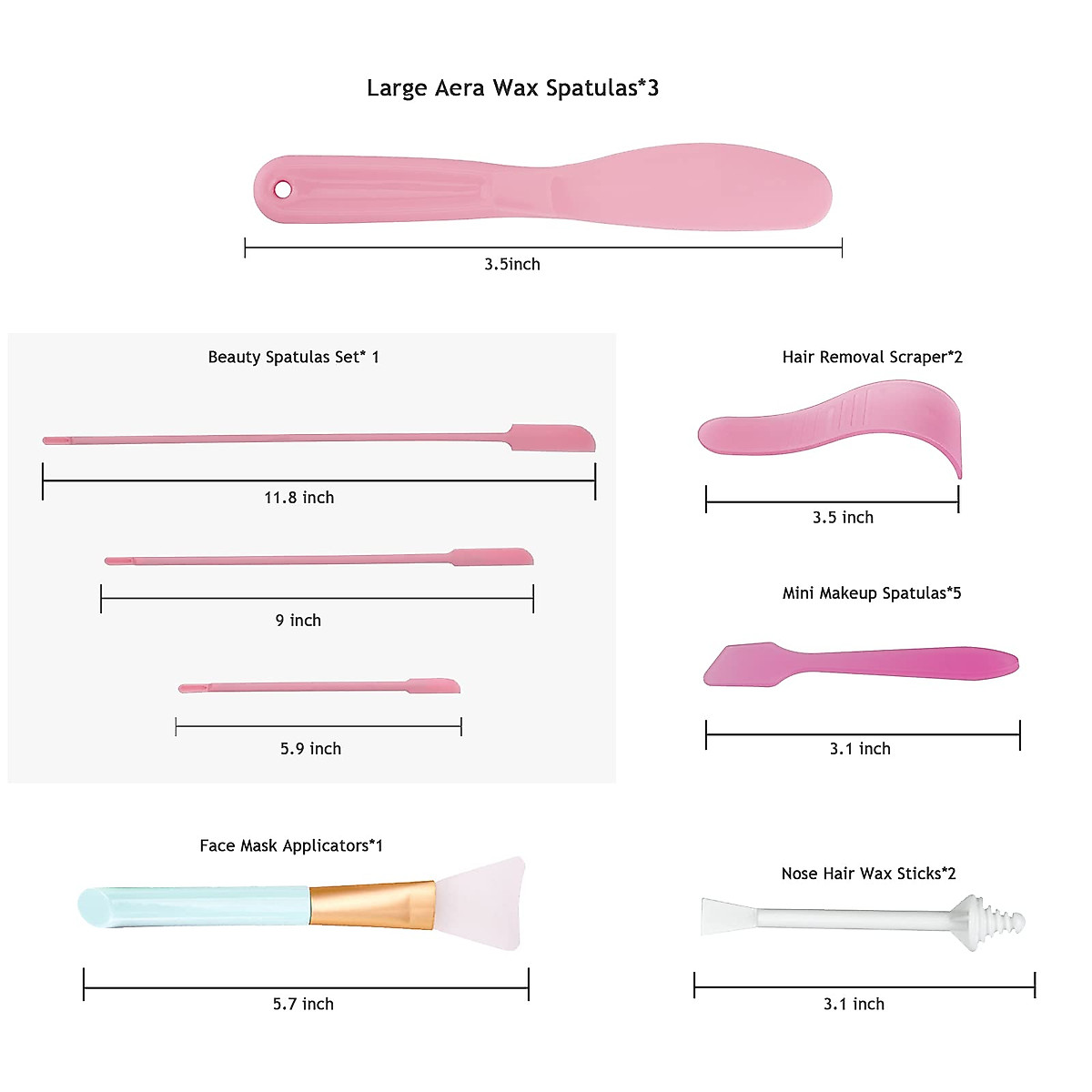 TCJJ 16PCS Silicone Wax Spatulas for Beauty Reusable Wax Sticks Hair Removal Waxing Applicators Large Small Area Scraper for Body Waxing