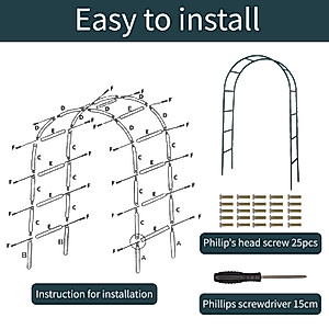 RUBFAC Metal Garden Arch, Wedding & Event Decoration, Garden Trellis for Climbing Plants, Assemble Freely 2 Sizes for Various Climbing Plant Roses Vines Bridal Party Decoration, Army Green, 1 Pack