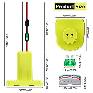 2 Packs Power Wheel Adapter for Ryobi 18V Battery Adapter Power Wheels Battery Conversion Kit with Fuses & Wire Terminals, 12AWG Wire, Power Connector for DIY Ride On Truck, RC Car Toys and Robotics