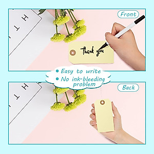 SallyFashion Blank Shipping Tags, 120 PCS 4 3/4 x 2 3/8 inches Manila Hang Tags with Wire Label Tags