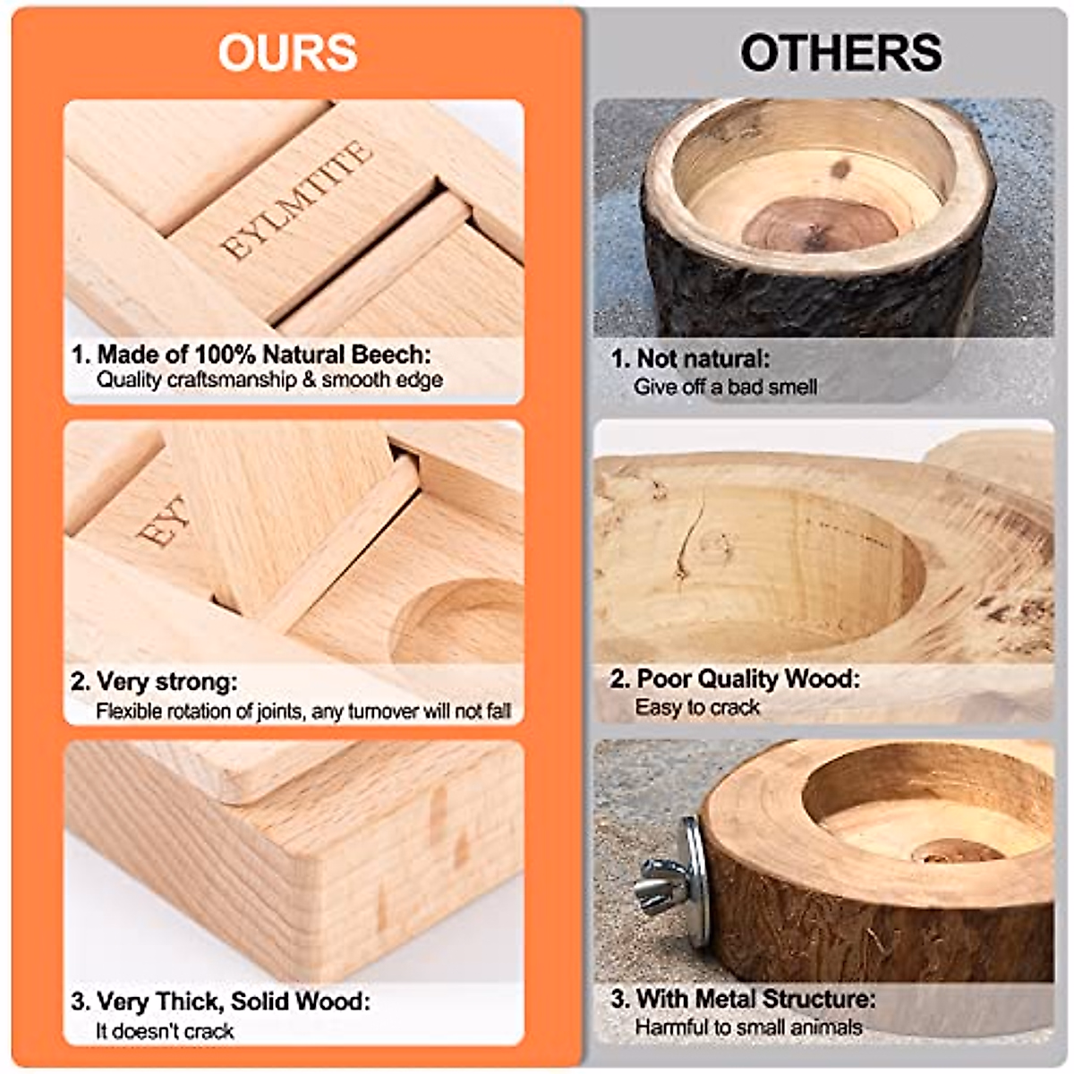 Wooden Pet Hamster Enrichment Toys Interactive Hide Treats Foraging Puzzle for Hamster, Guinea Pig, Pet Rats, Bunny Rabbit and Chinchilla Toys