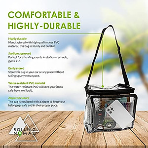 Clear Tote Bag Stadium Approved - Clear Sling Bag, Transparent See Through Small Purse for Men and Women, Beach Bag, Concert, Festival Necessities, Sports Stadium Bag, Work Shoulder Pack - 9x8x6