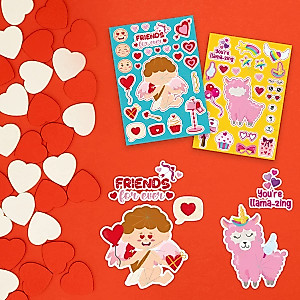 Valentines Day Crafts for Kids Valentine Stickers 36 pcs Sheets, DIY Valentine's Cards, Art Kit for Girls, Boys or Toddler, Perfect for Party Games, School Activities Supplies, Classroom Decoration