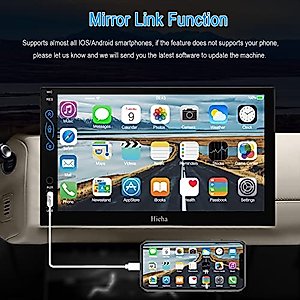 Hieha Car Stereo Compatible with Apple Carplay and Android Auto, 7 Inch Double Din Car Stereo with Bluetooth, Touch Screen Car Radios MP5 Player with A/V Input, Backup Camera, Mirror Link, SWC