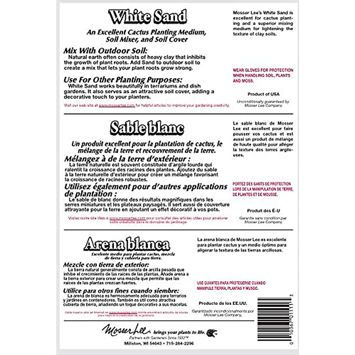 Mosser Lee ML1111 White Sand Soil Cover, 5 lb.