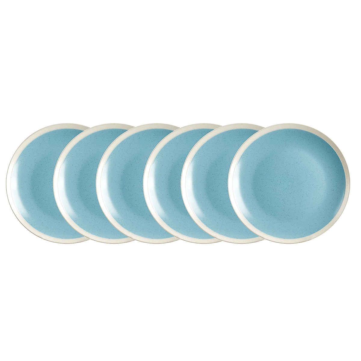 HomeVss Rock Ridge Speckled Stoneware Dinnerware Set (18pc Set, Turquoise and Ivory)